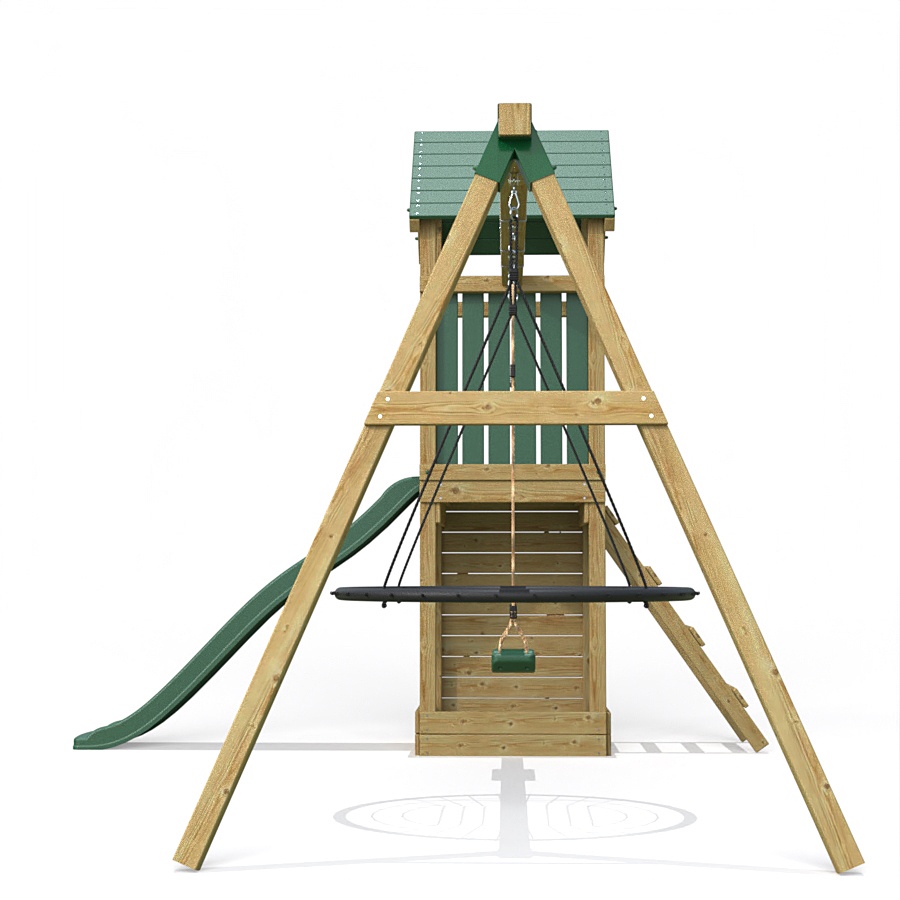 Little Rascals Wooden Climbing Frame & Double Swing Set with Swing Seat ...