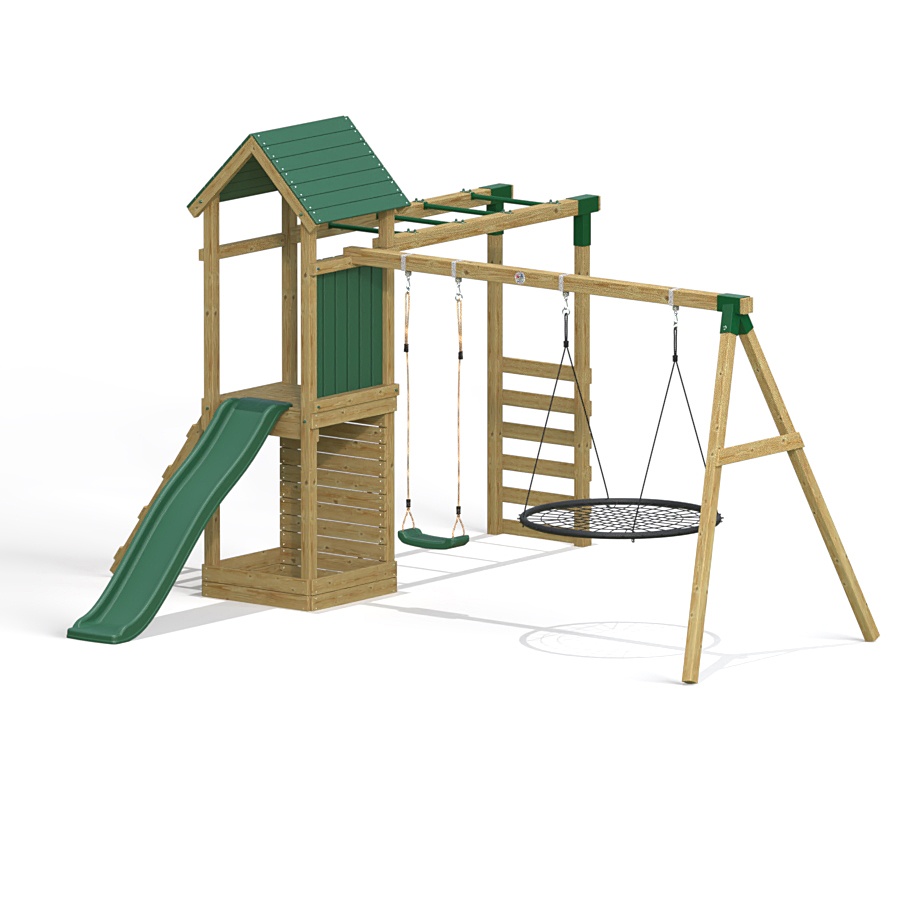 Little Rascals Double Swing Set Climbing Frame with Swing Seat, Nest ...