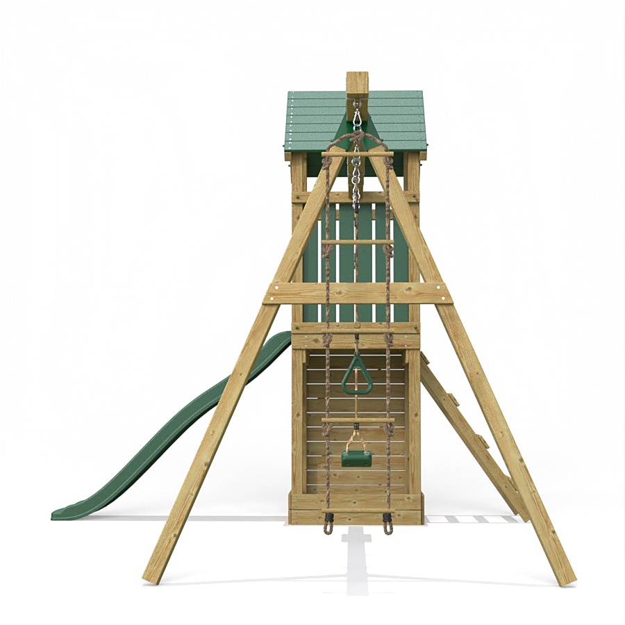 Little Rascals Wooden Climbing Frame & Triple Swing Set with Swing Seat ...