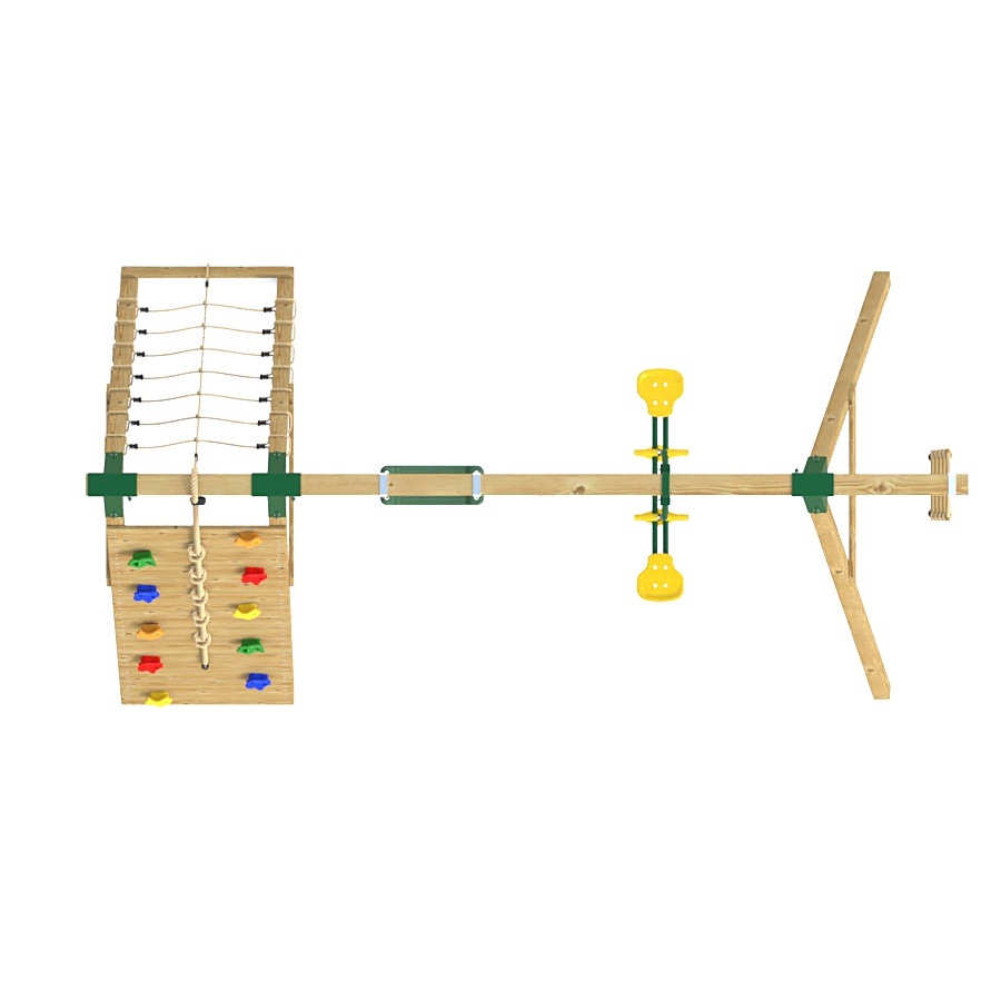 Little Rascals Wooden Double Swing Set with Climbing Wall/Net, Swing ...