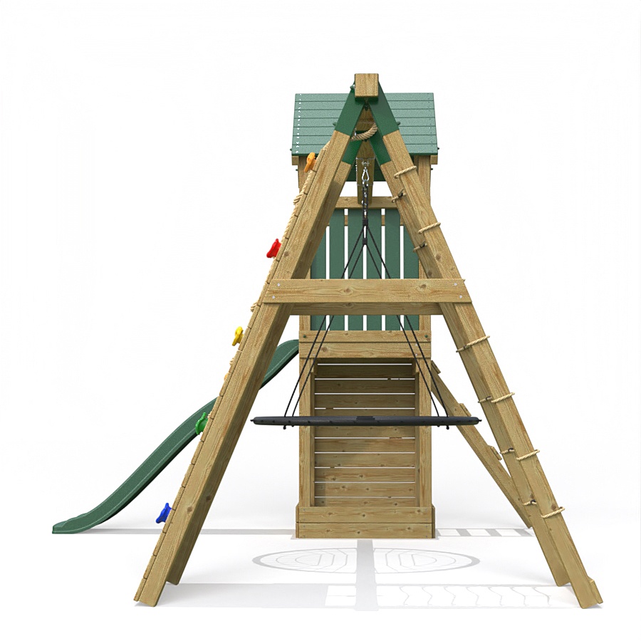 Little Rascals Wooden Climbing Frame & Single Swing Set with Climbing ...