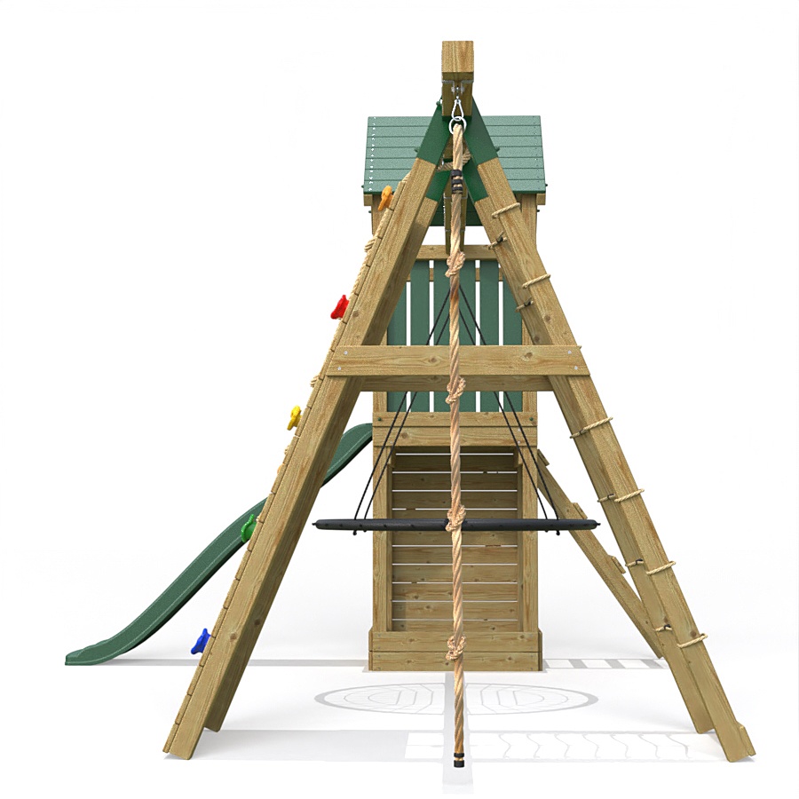 Little Rascals Wooden Climbing Frame & Single Swing Set with Climbing ...