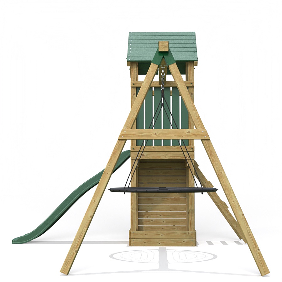 Little Rascals Wooden Climbing Frame with Nest Swing.