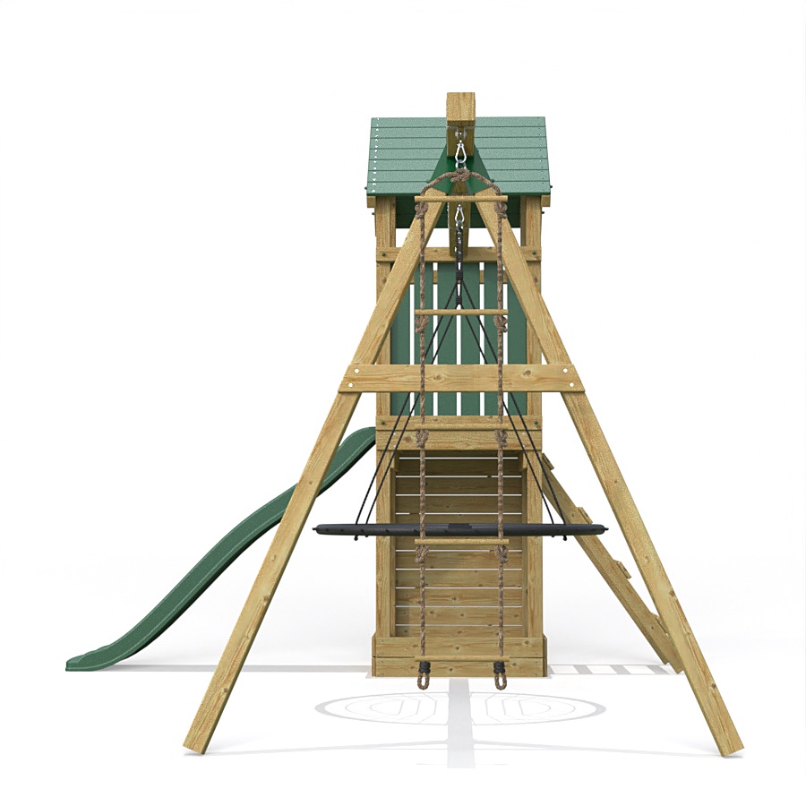 Little Rascals Wooden Climbing Frame & Double Swing Set with Nest Swing ...
