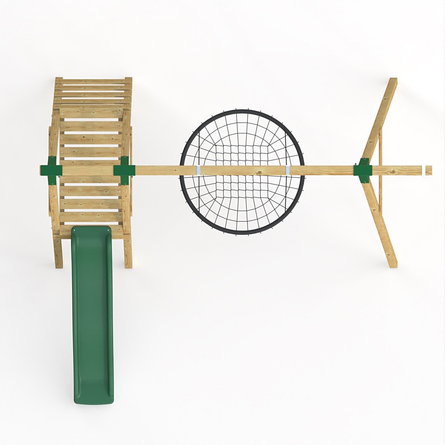 Little Rascals Wooden Single Swing Set with Slide, Nest Swing & Rope Ladder