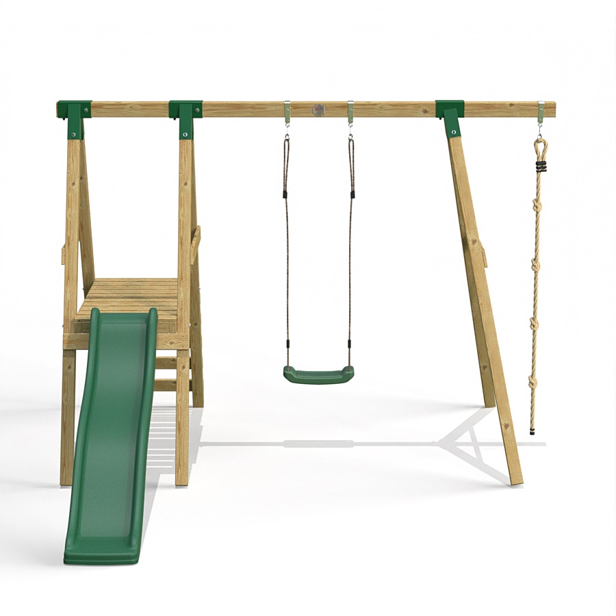 Little Rascals Wooden Single Swing Set with Slide, Swing Seat ...