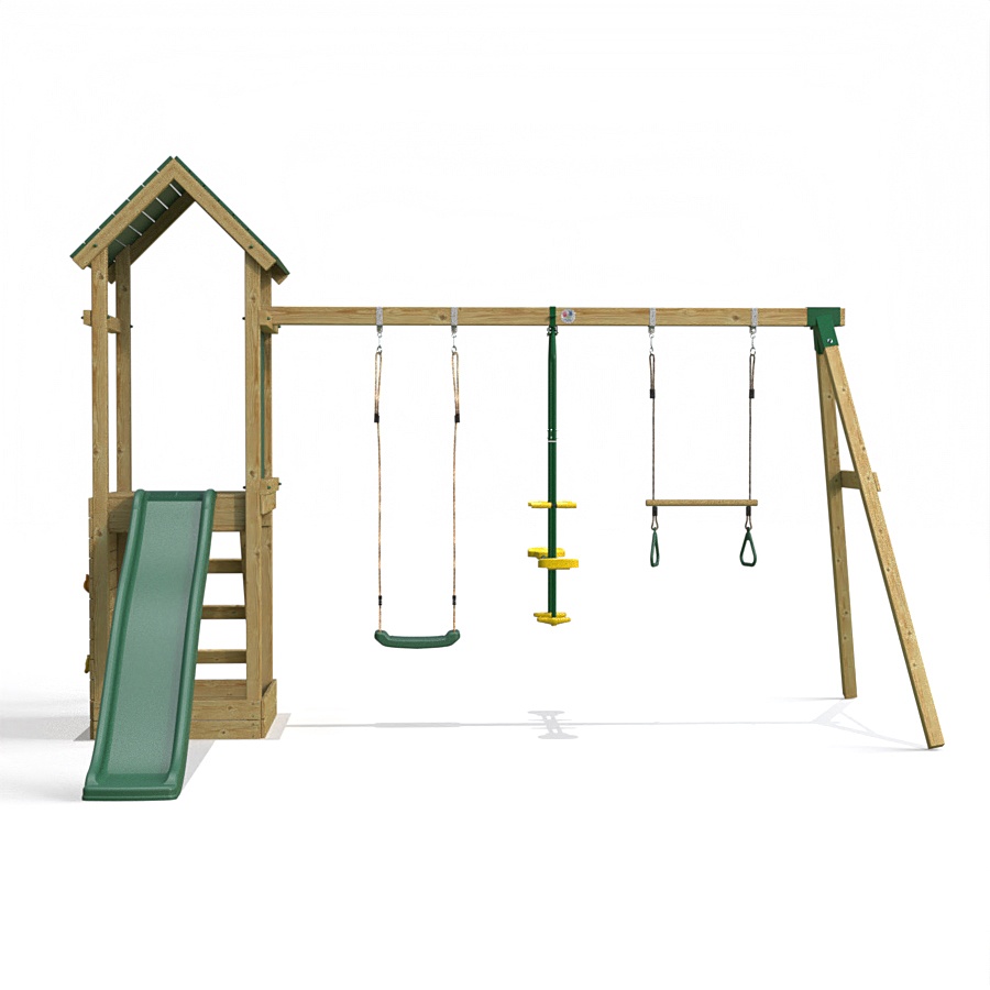 Little Rascals Wooden Climbing Frame & Triple Swing Set with Swing Seat ...