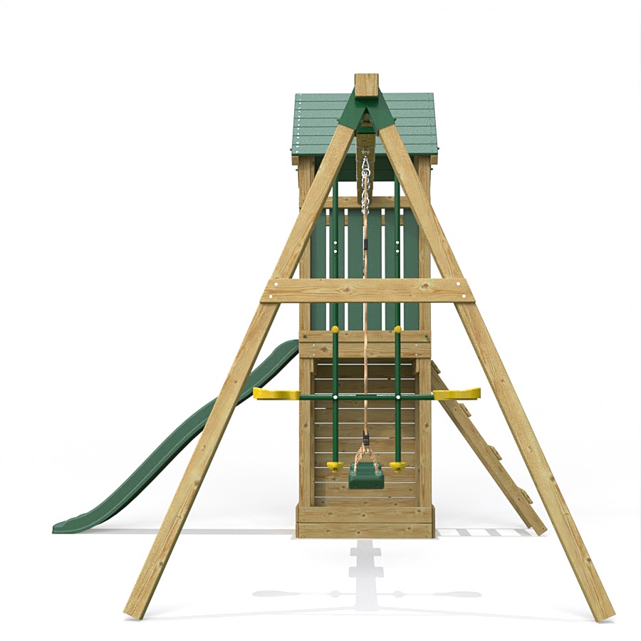 Little Rascals Wooden Climbing Frame & Triple Swing Set with 2 Swing ...